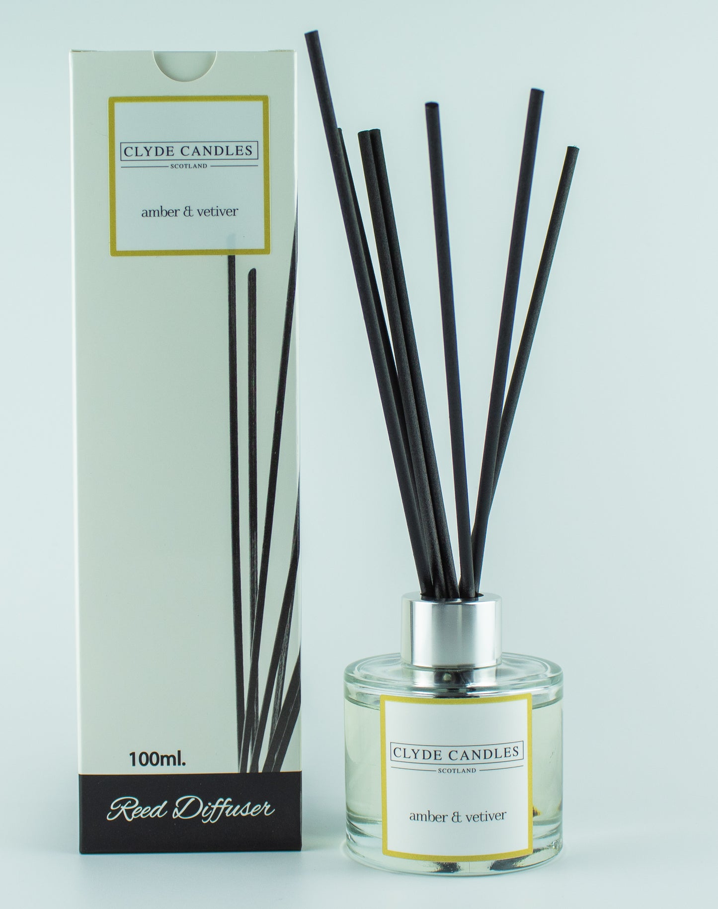 Amber & Vetiver Reed Diffuser - Clyde Candles, Luxury Diffuser Oil with ...
